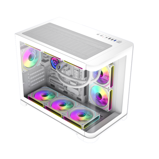 HYPE-M White Micro ATX PC case Mid Tower Gaming Case with ARGB Fans ...