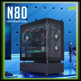 Gamemax N80 BK Gaming PC Case-270° FULL VIEW TEMPERED GLASS DESIGN