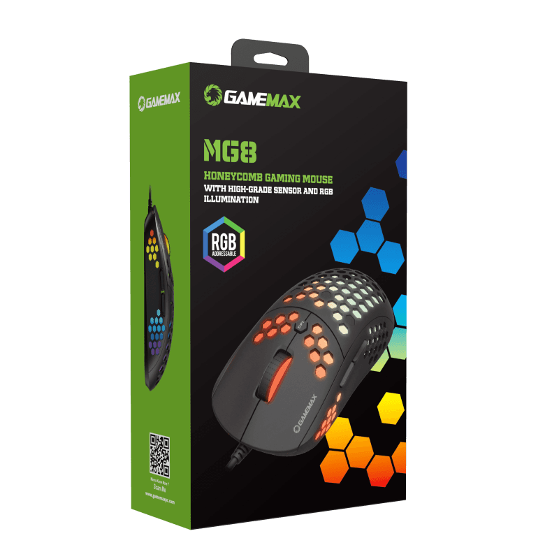 GameMax MG8 Gaming Mouse with Lightweight Honeycomb Shell, Ultralight ...