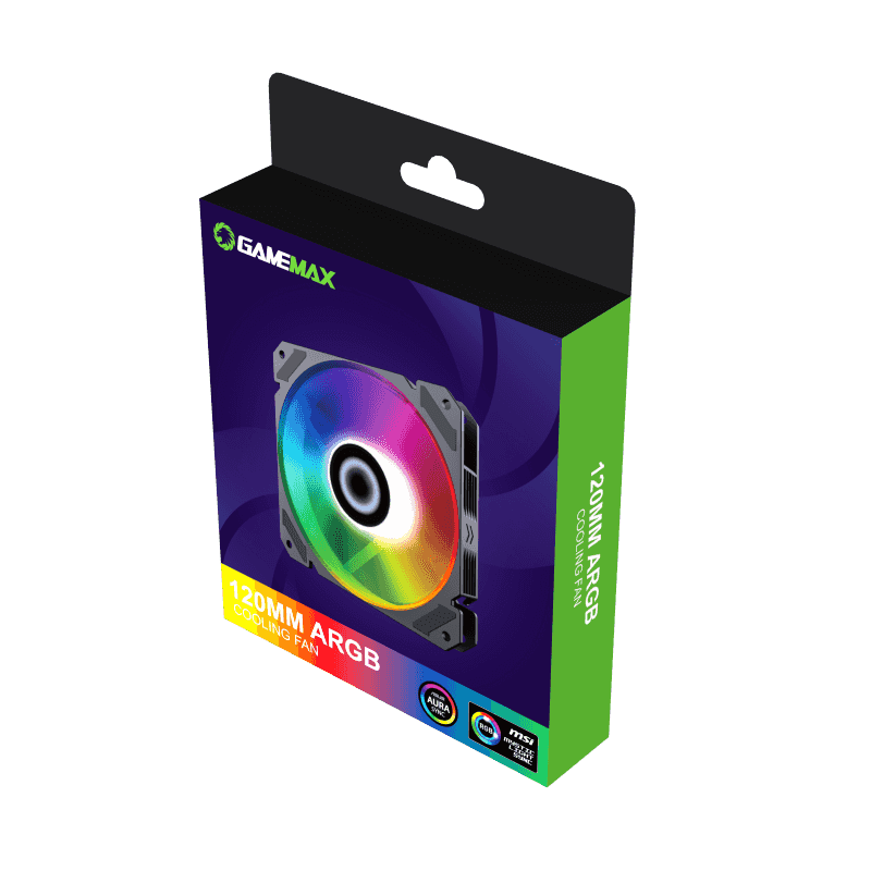 GameMax ARGB Fans, 12mm Case Fan, RGB High Performance PC Fan, 3-Pin RGB