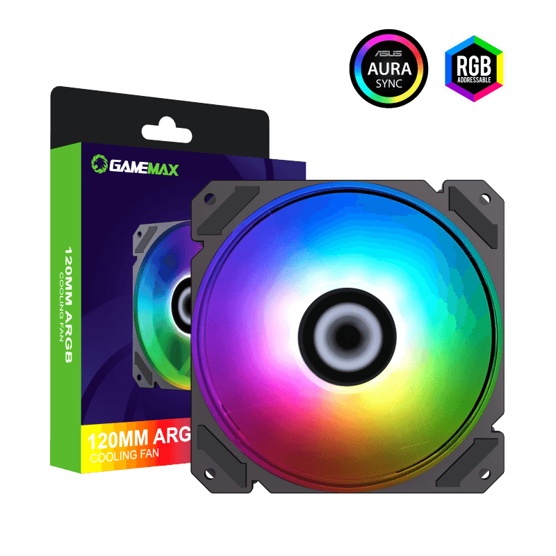 GameMax ARGB Fans, 12mm Case Fan, RGB High Performance PC Fan, 3-Pin RGB