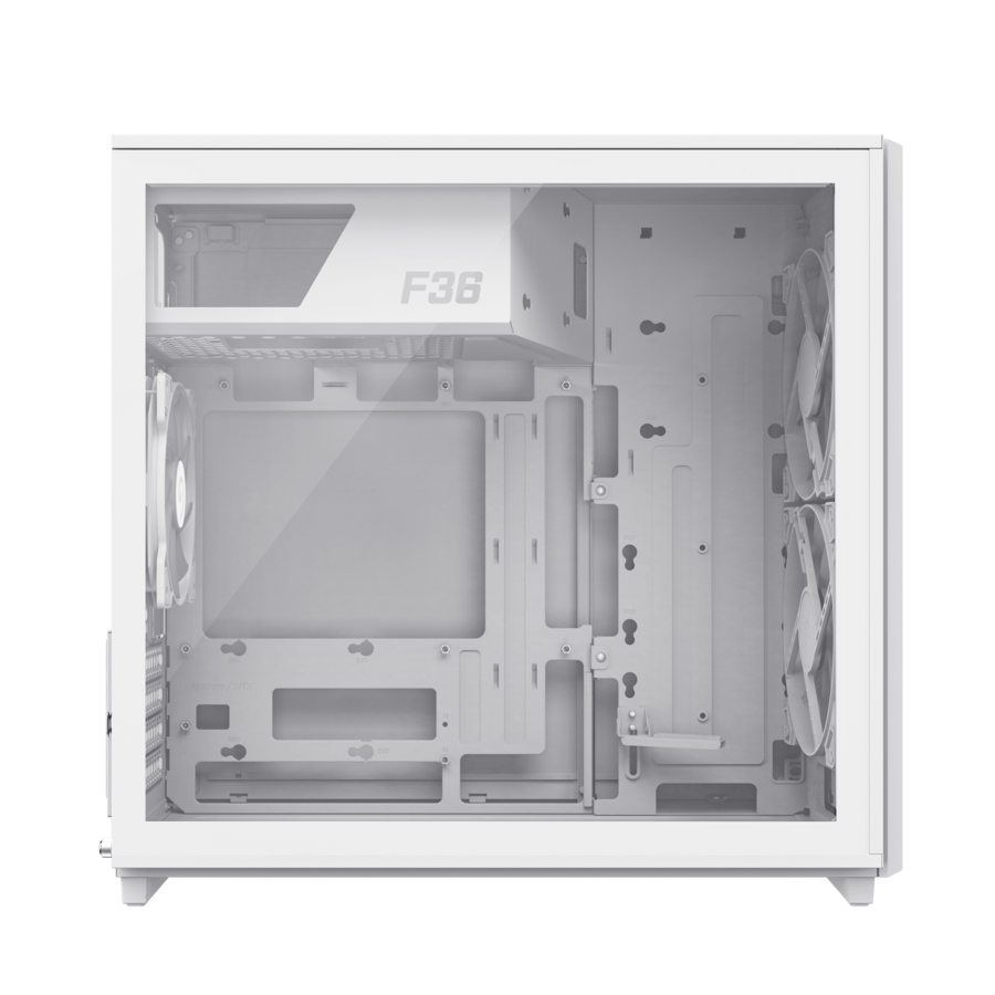 GameMax F36 White Micro-ATX Gaming PC Case with ARGB Fans-White PC Case