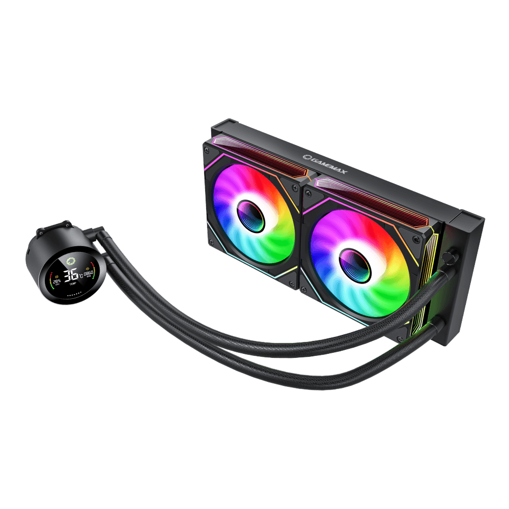 GameMax IceBurg 240V Digital Black, Liquid CPU Cooler 240mm Addressable ...