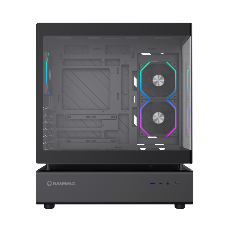 Gamemax N80 BK Gaming PC Case-270° FULL VIEW TEMPERED GLASS DESIGN