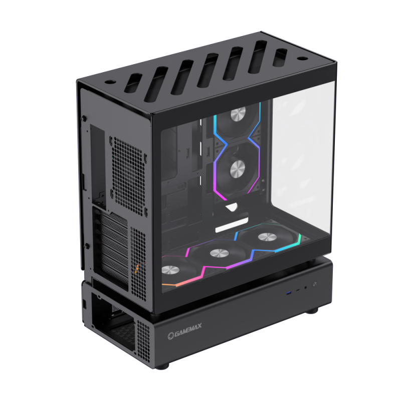 Gamemax N80 BK Gaming PC Case-270° FULL VIEW TEMPERED GLASS DESIGN