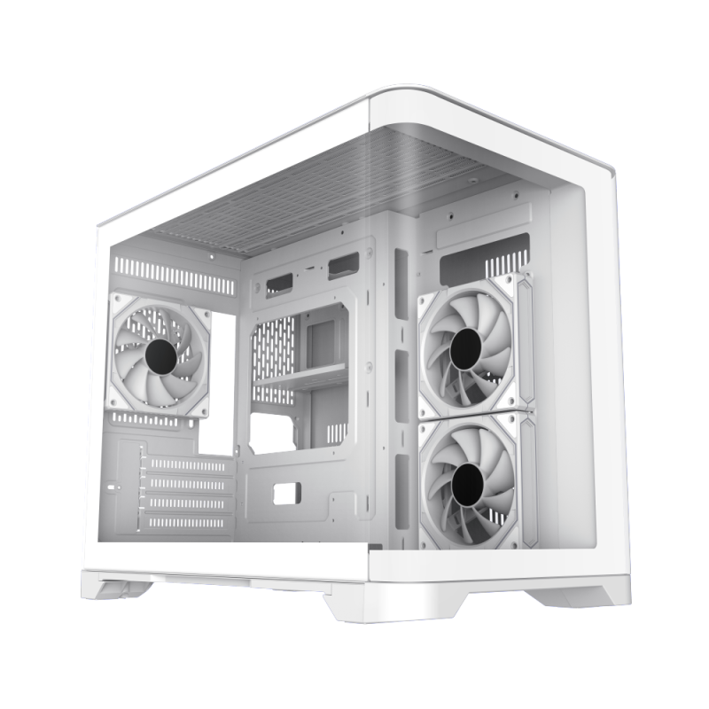 HYPE-M White Micro ATX PC case Mid Tower Gaming Case with ARGB Fans ...