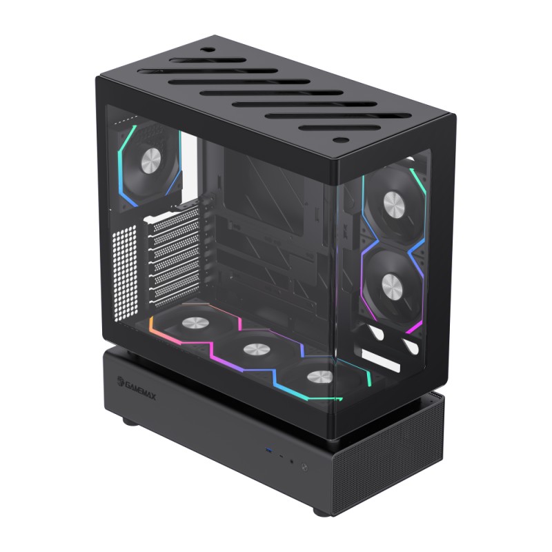 Gamemax N80 BK Gaming PC Case-270° FULL VIEW TEMPERED GLASS DESIGN