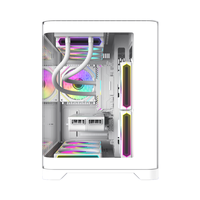 HYPE-M White Micro ATX PC case Mid Tower Gaming Case with ARGB Fans ...