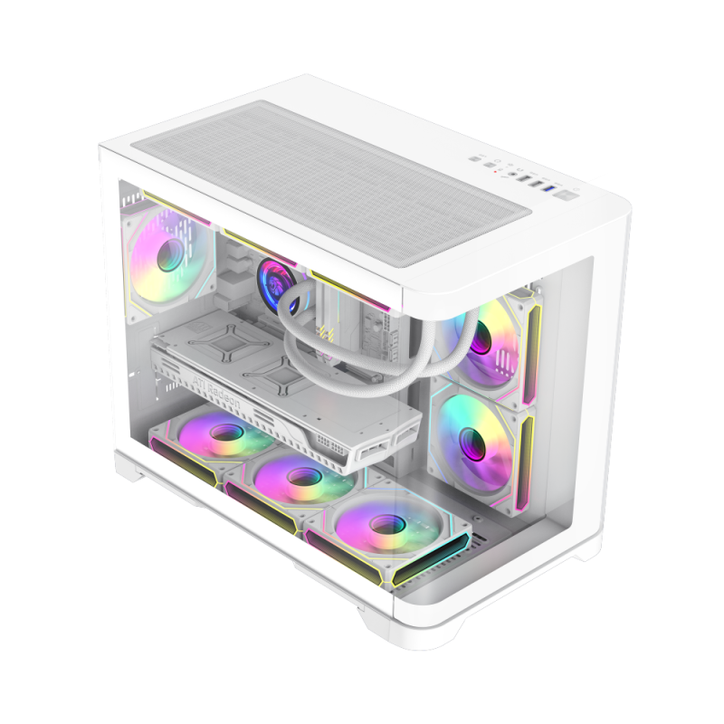 HYPE-M White Micro ATX PC case Mid Tower Gaming Case with ARGB Fans ...