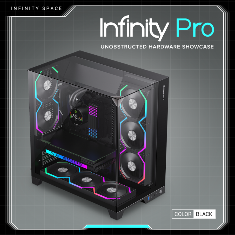 Infinity Pro BK-Tempered Glass PC Case | GAMEMAX