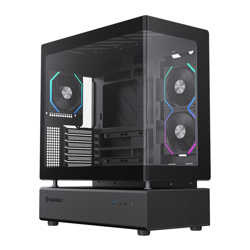 Gamemax N80 BK Gaming PC Case-270° FULL VIEW TEMPERED GLASS DESIGN