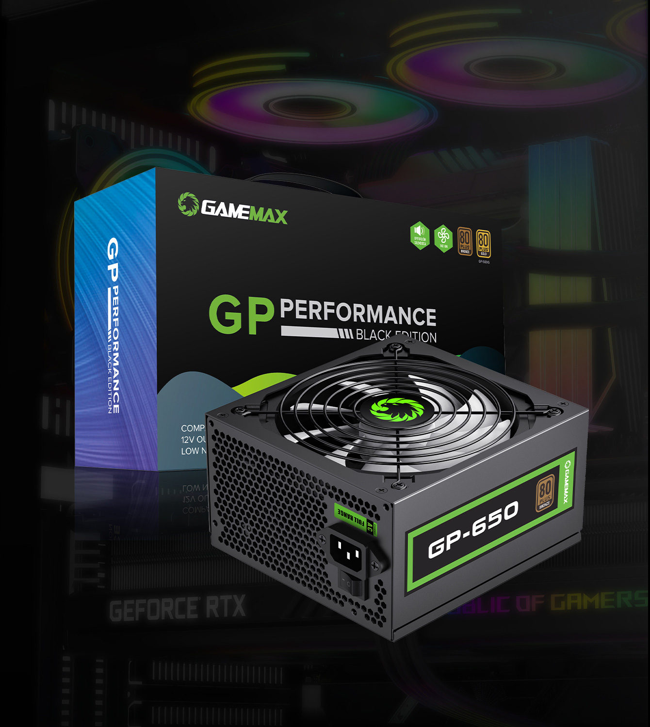 GameMax GP-650 Power Supply 14CM Fan 80 Plus Bronze PSUs