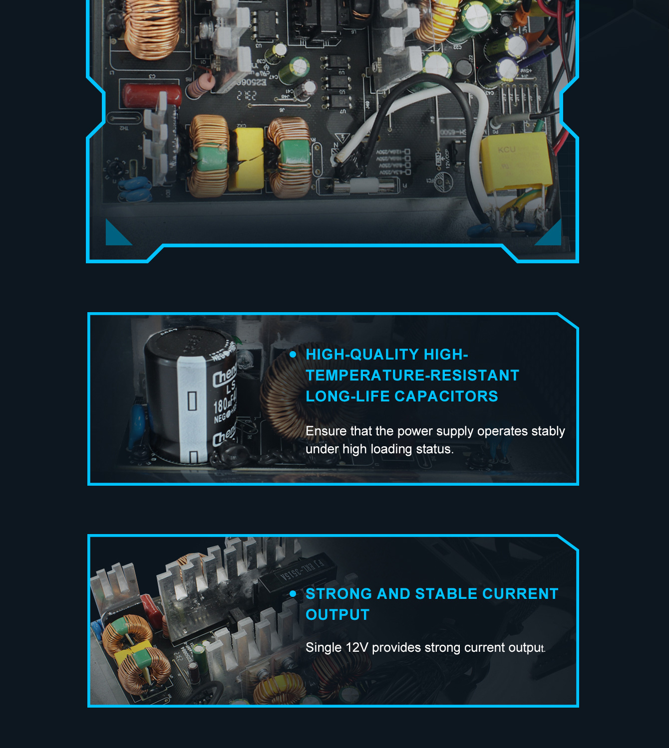 GameMax GP-650 Power Supply 14CM Fan 80 Plus Bronze PSUs