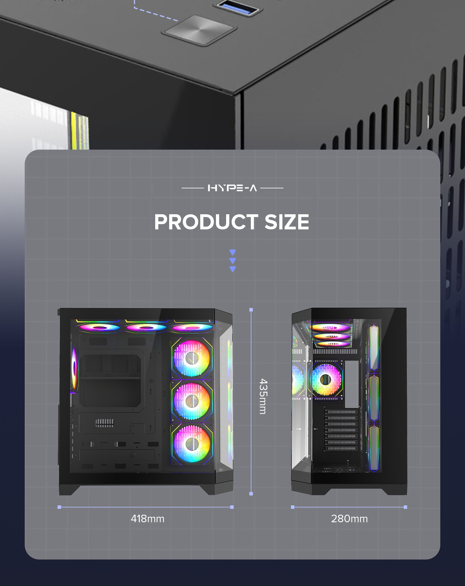 water cooled pc case | HYPE-A Black full atx pc case