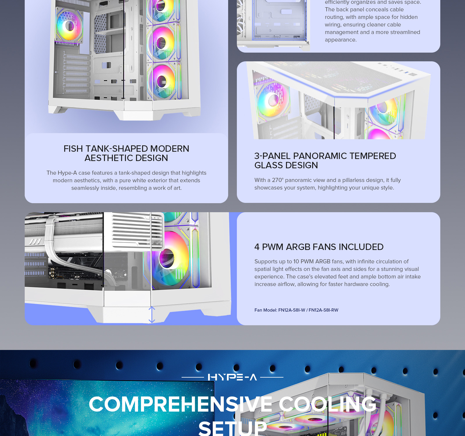GameMax Hype-A White ATX Mid Tower Case - Panoramic Fish Tank Design ...