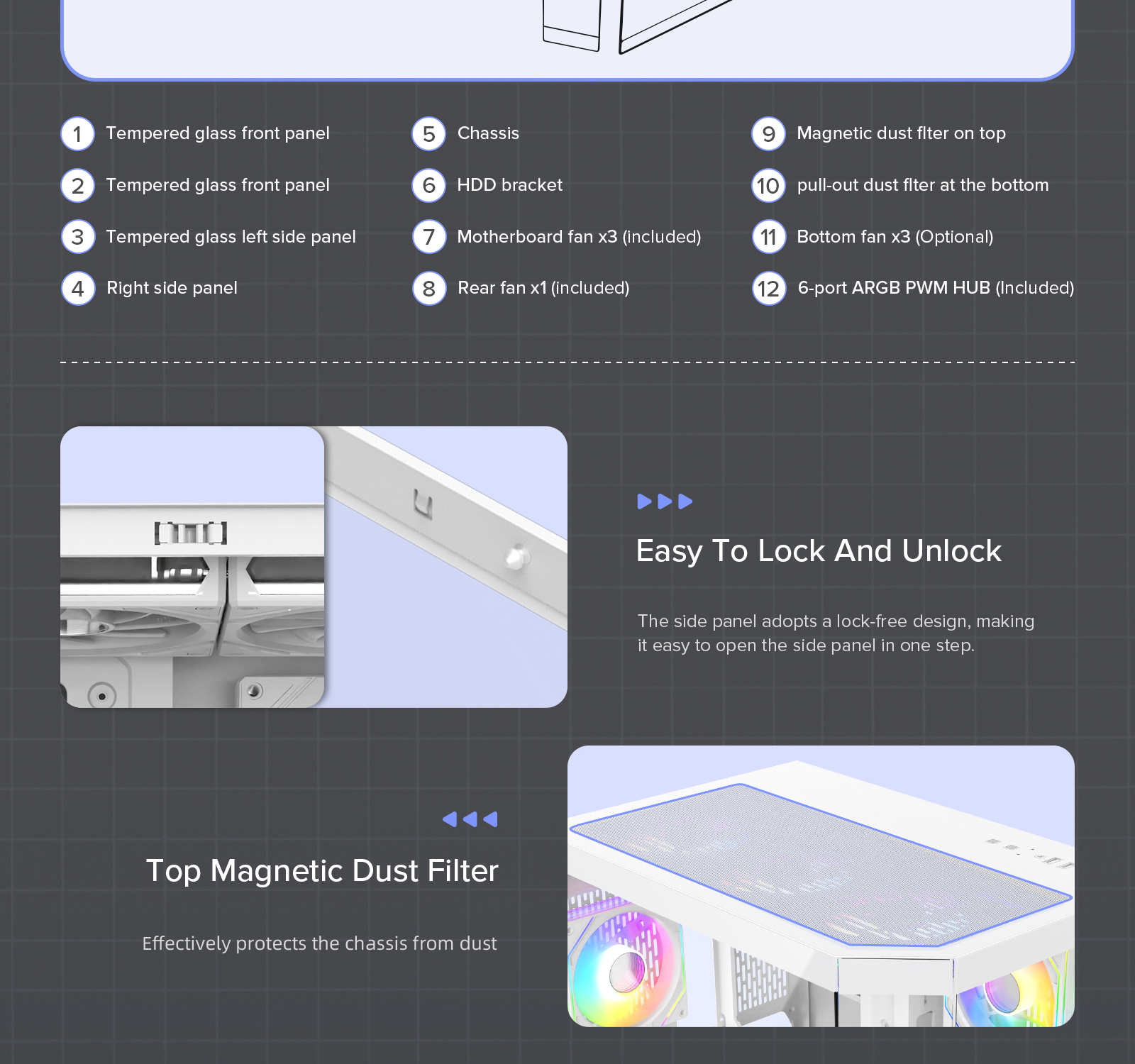 GameMax Hype-A White ATX Mid Tower Case - Panoramic Fish Tank Design ...