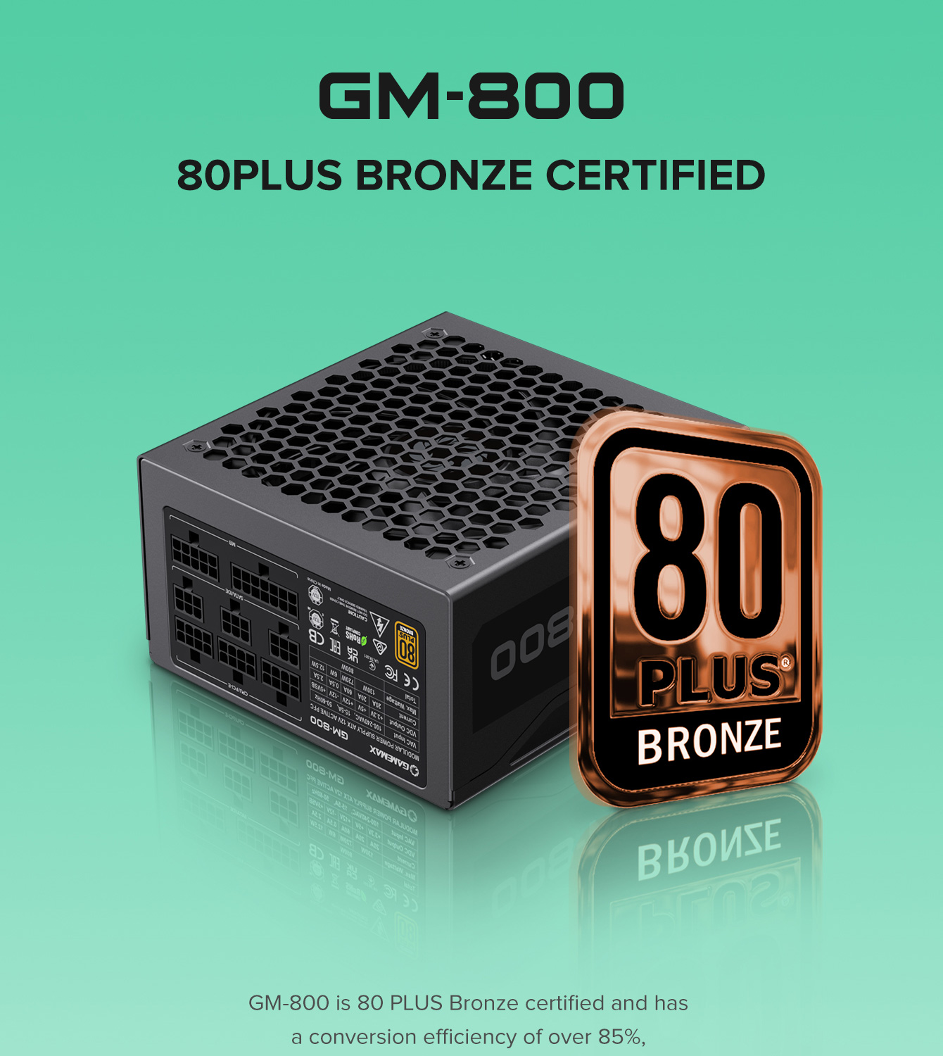 GameMax GM-800 Power Supply Full Modular 80PLUS Bronze Certified Power ...