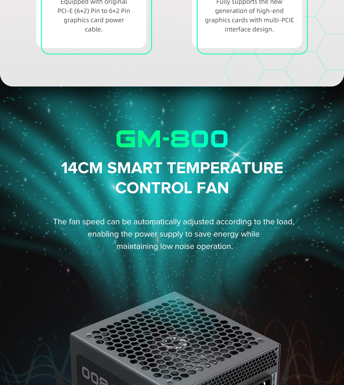 GameMax GM-800 Power Supply Full Modular 80PLUS Bronze Certified Power ...