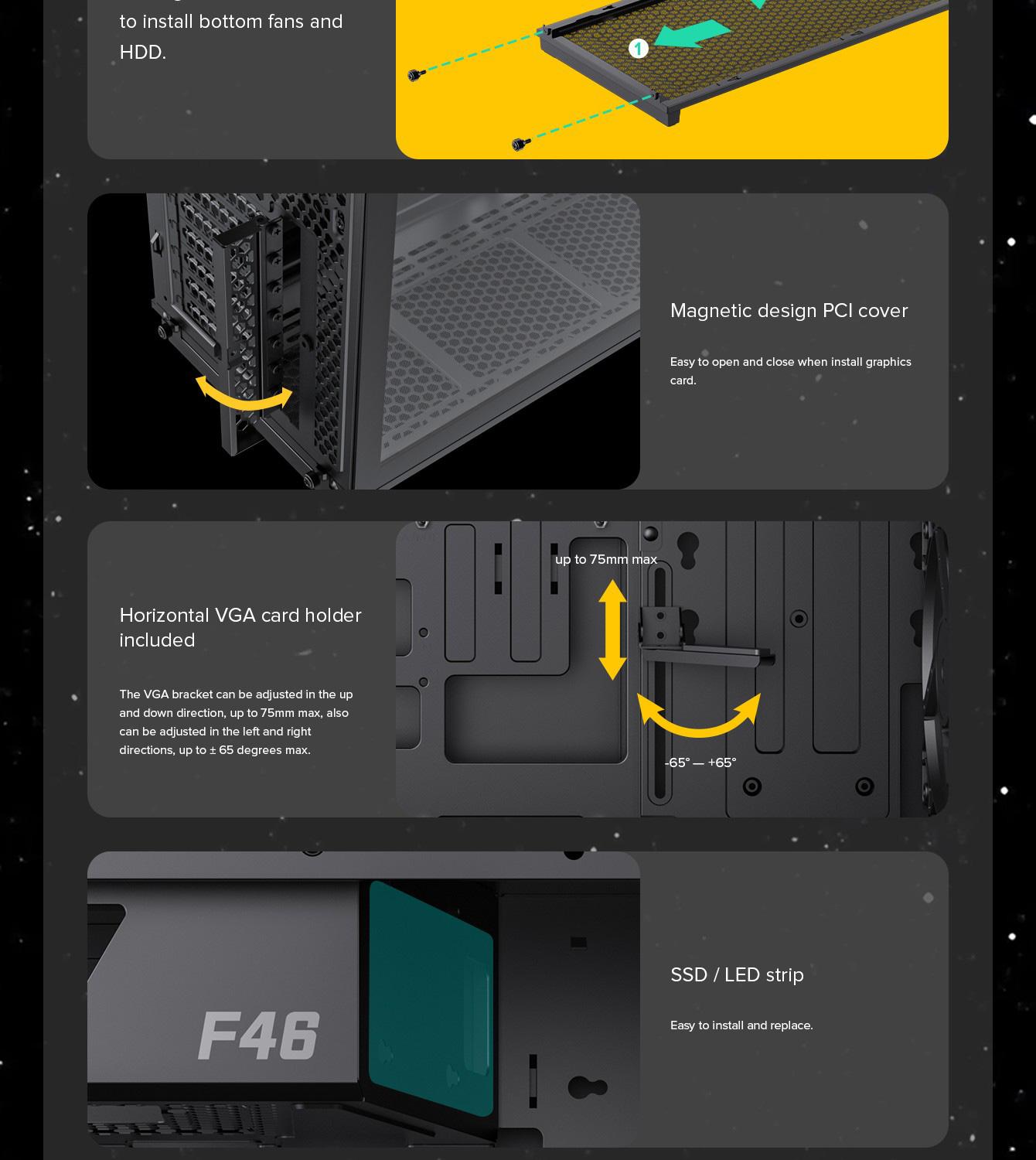 F46 Dark-Micro ATX Gaming Case,Mechanic Computer Cases