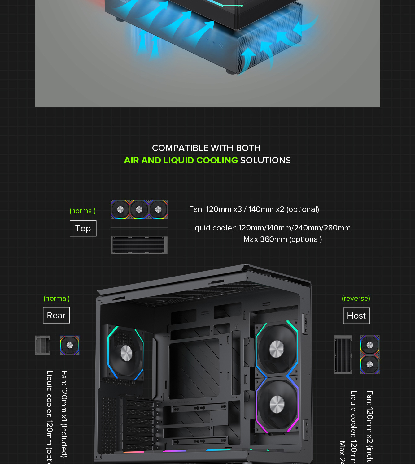 Gamemax N80 BK Gaming PC Case-270° FULL VIEW TEMPERED GLASS DESIGN