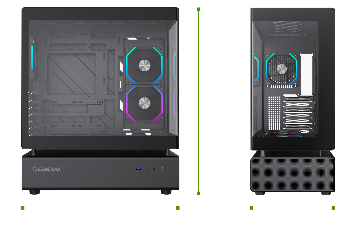 Gamemax N80 BK Gaming PC Case-270° FULL VIEW TEMPERED GLASS DESIGN