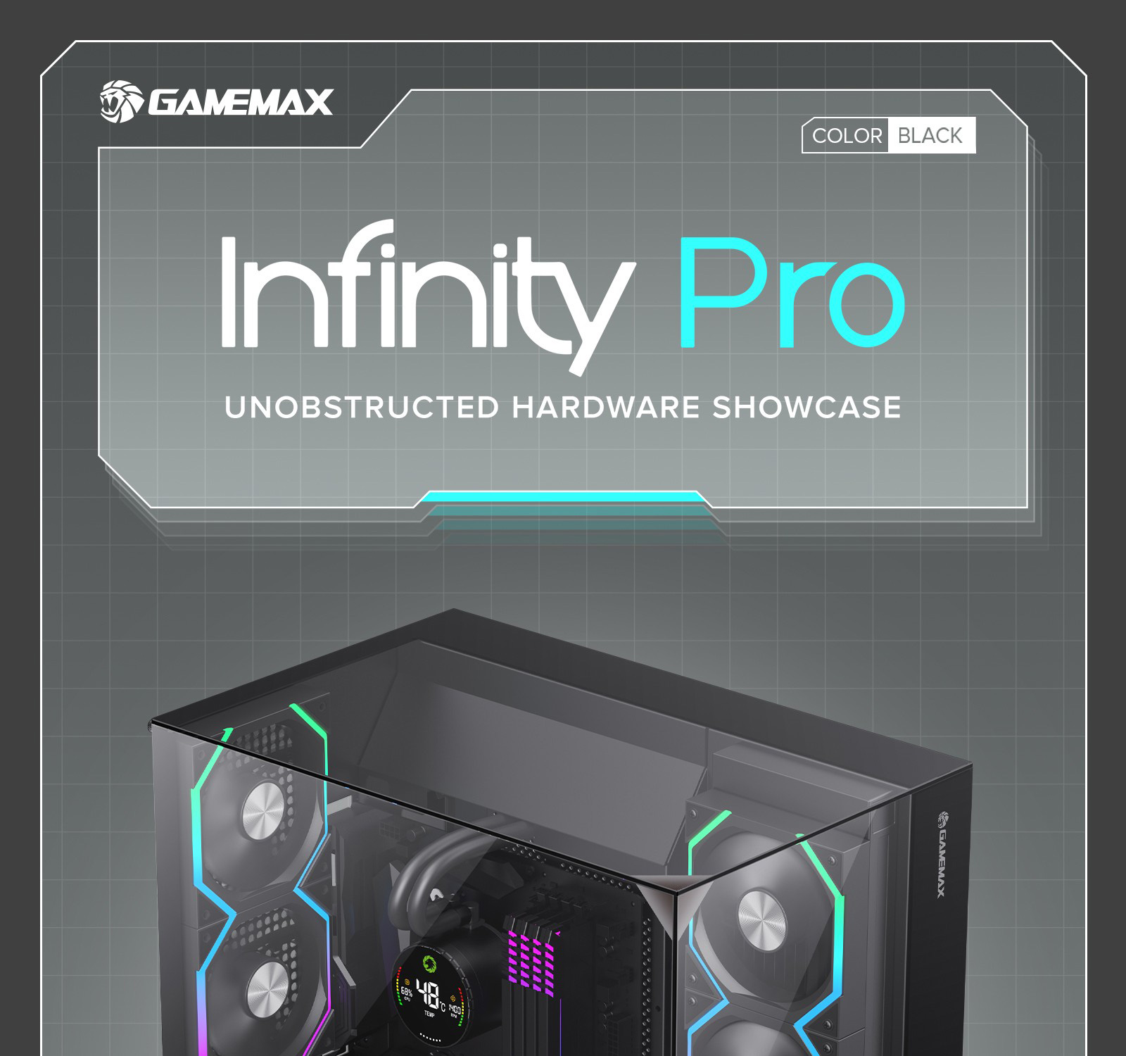 Infinity Pro BK-Tempered Glass PC Case & RGB Lighting Mid-Tower Gaming ...