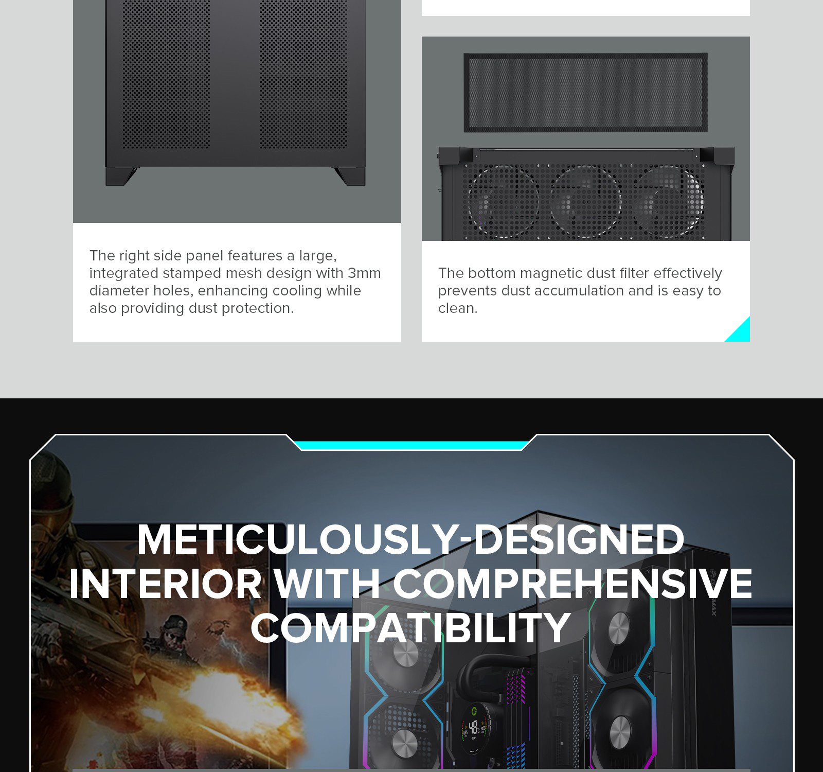 Infinity Pro BK-Tempered Glass PC Case & RGB Lighting Mid-Tower Gaming ...