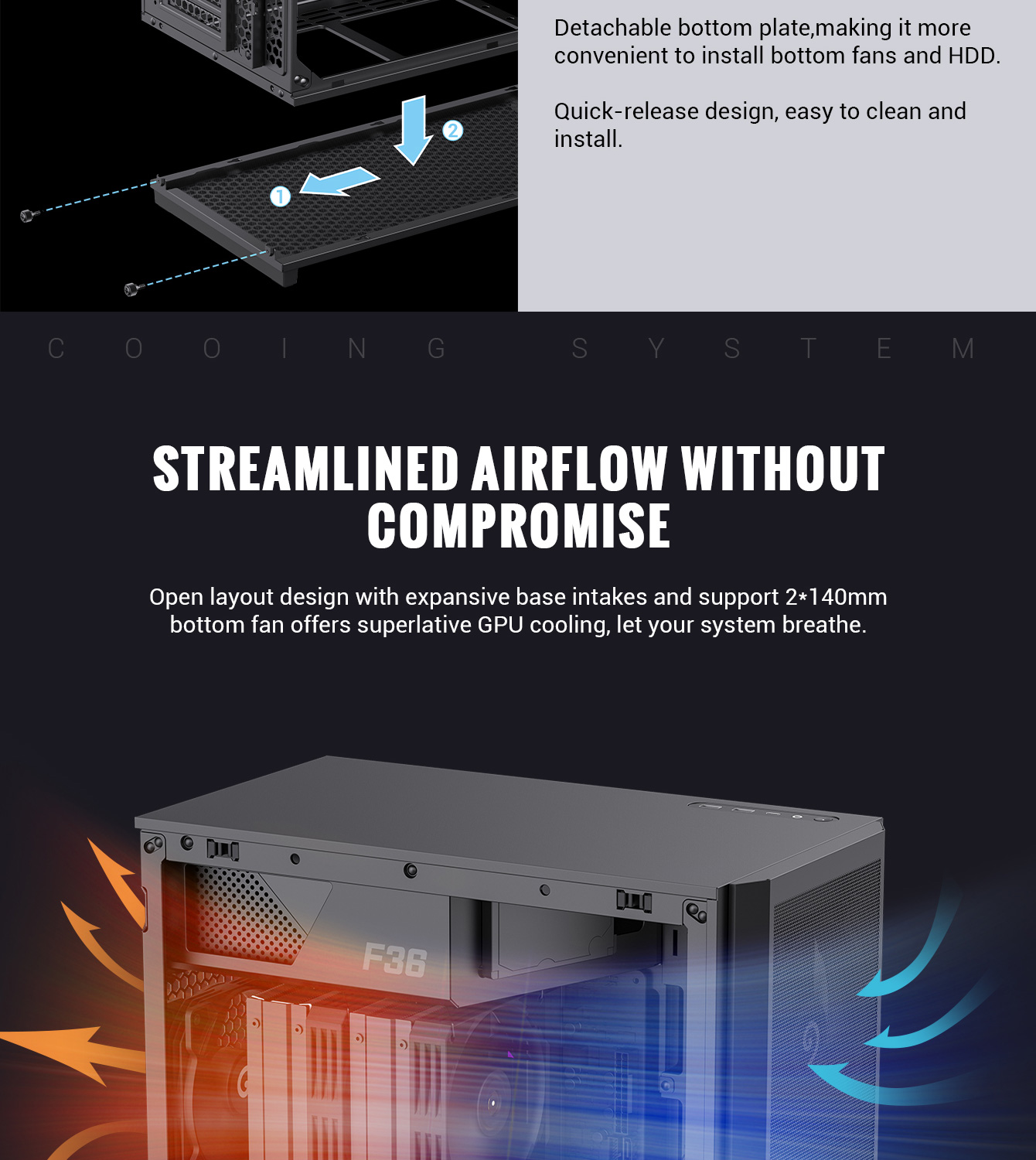 F36 Dark-Micro ATX Gaming Case,Mechanic Computer Cases