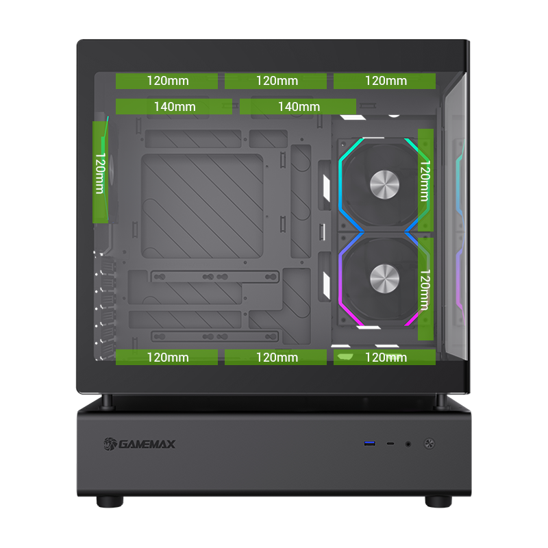 Gamemax N80 BK Gaming PC Case-270° FULL VIEW TEMPERED GLASS DESIGN