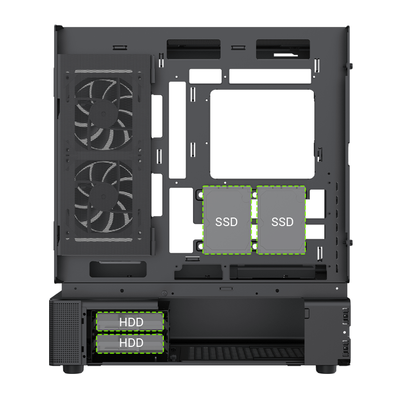 Gamemax N80 BK Gaming PC Case-270° FULL VIEW TEMPERED GLASS DESIGN