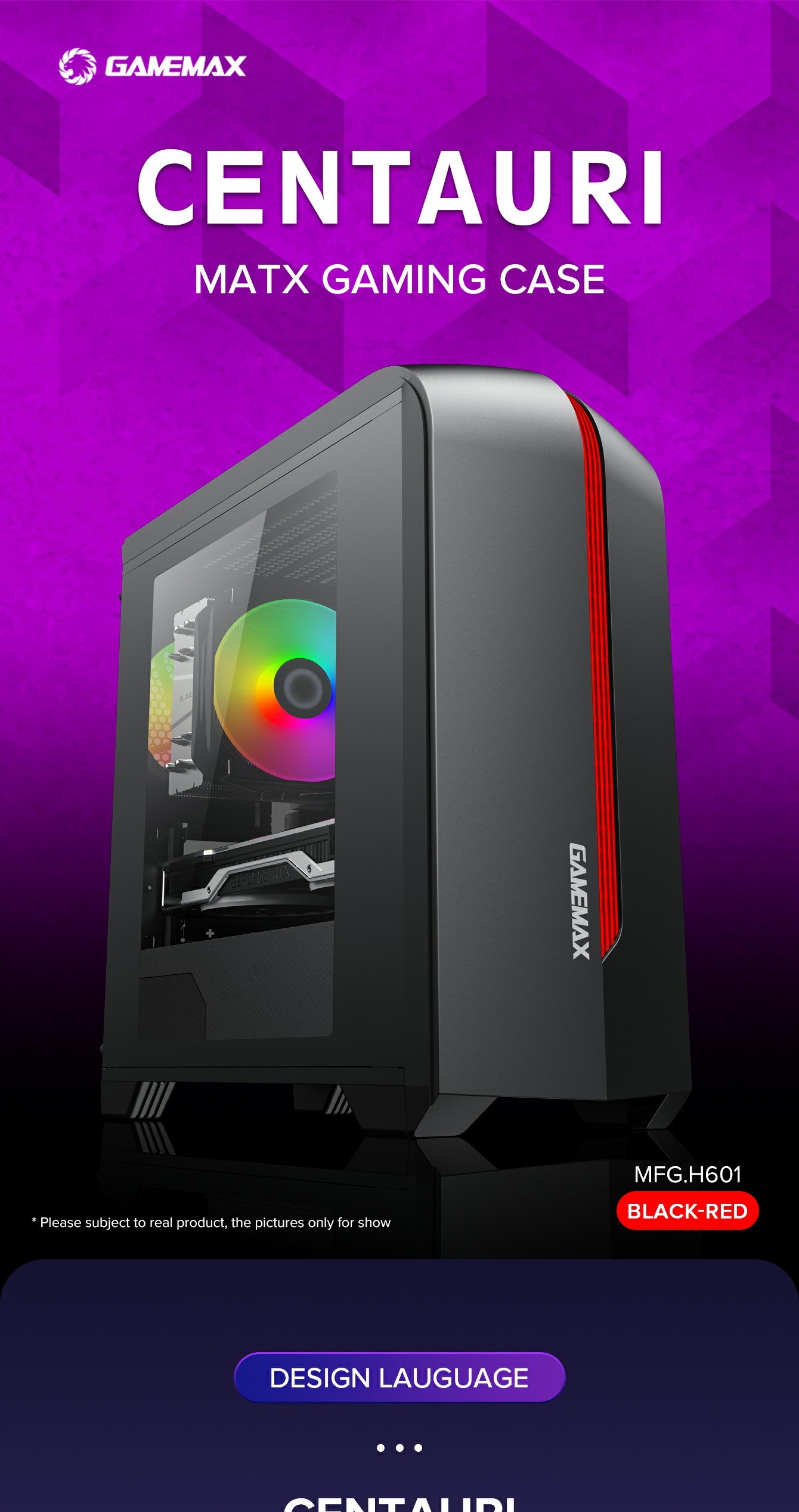 Centauri Black Red Gaming Case MATX Chassis