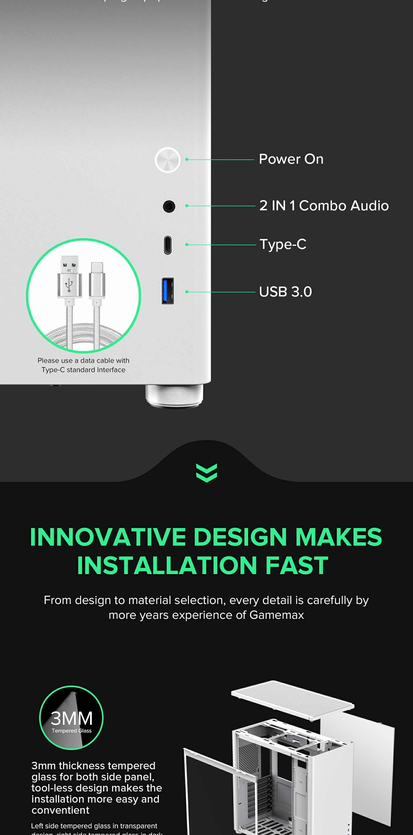 GameMax Spark Cube design Vertical Airflow