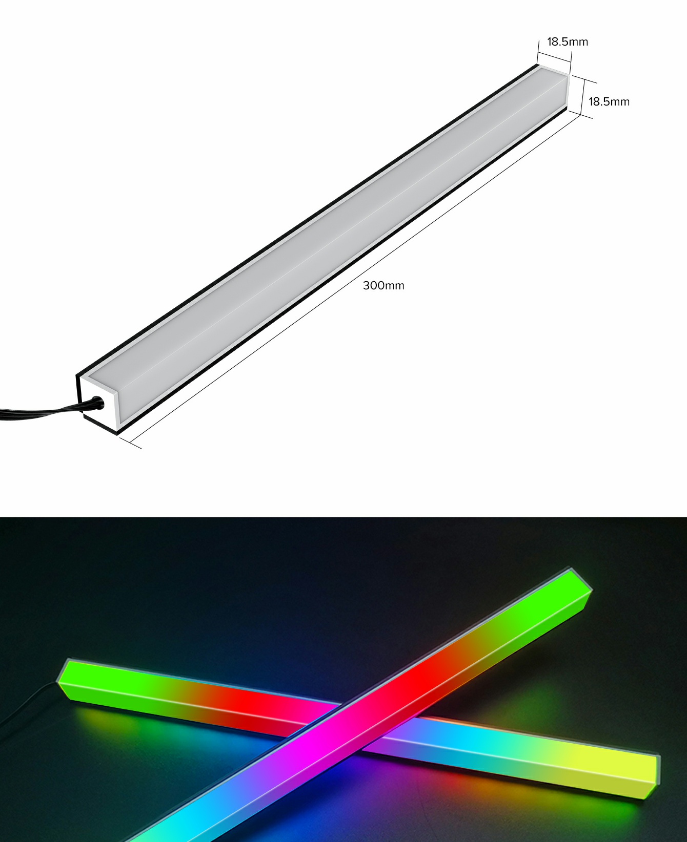 Double sided magnetic rainbow 5V addressable ARGB led strip
