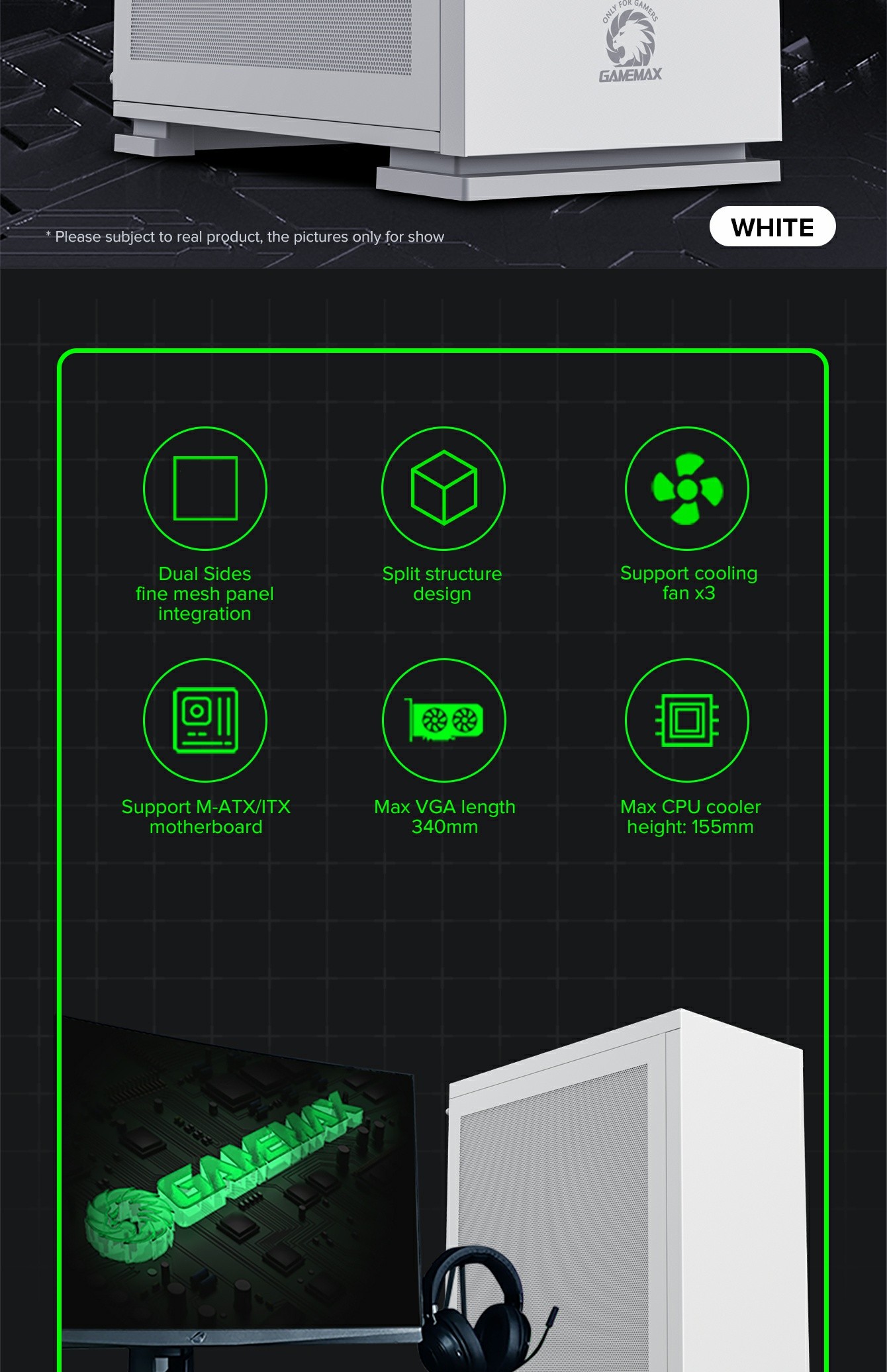 Fully dual mesh side panel mATX case