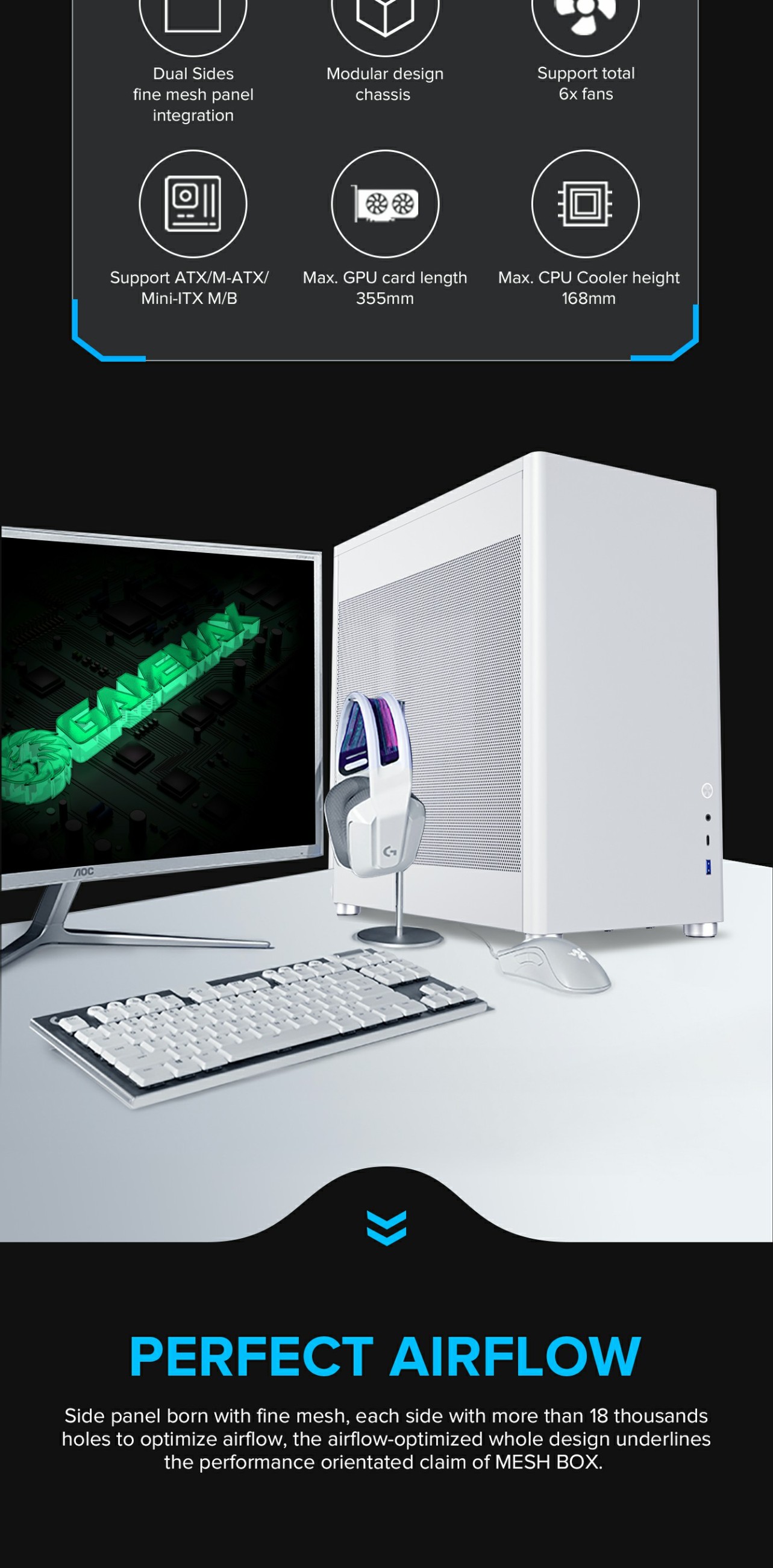 GameMax MeshBox design Vertical Airflow
