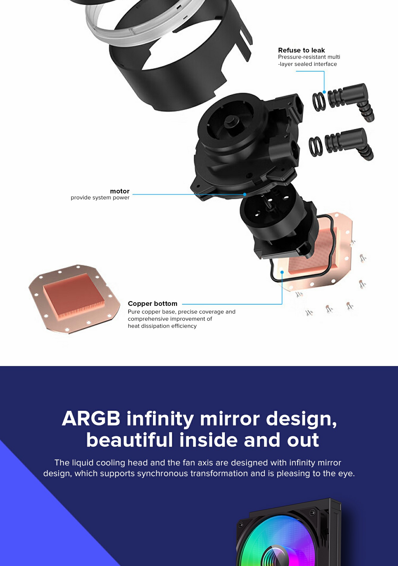 Buy GameMax IceBurg 360 Infinity AIO RGB Liquid CPU Cooler - Black ...