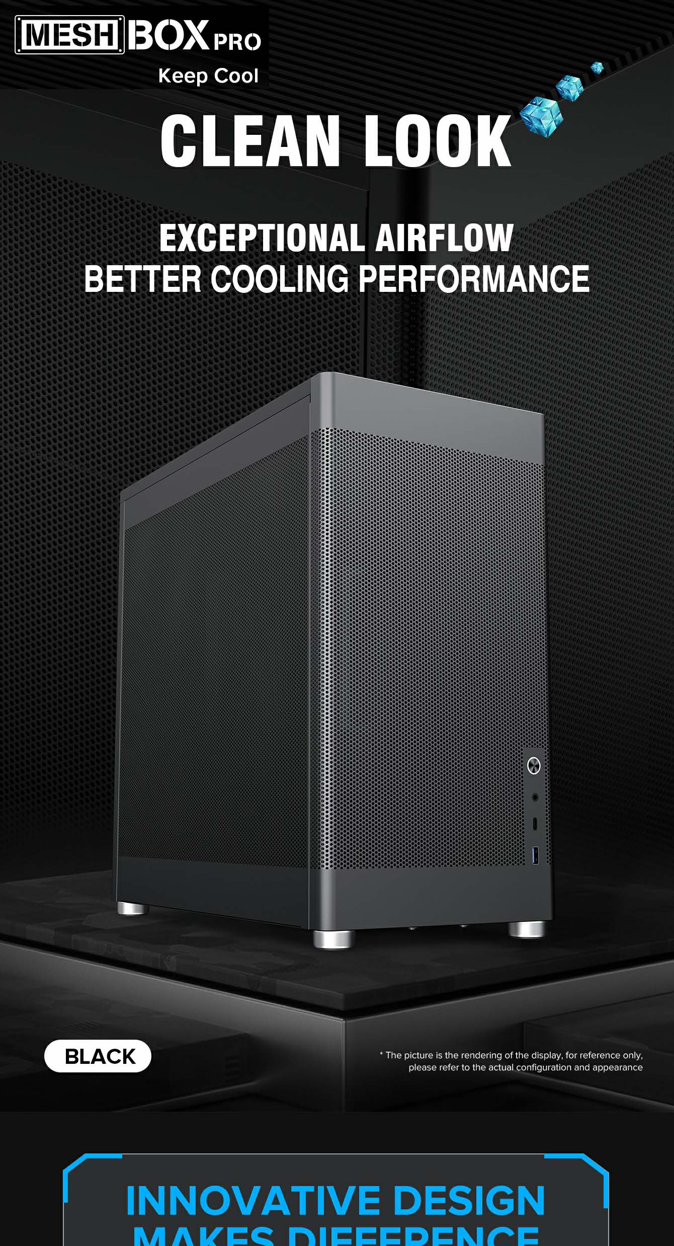 MeshBox PRO BK-Caja Gaming Micro ATX Mini Tower GameMax