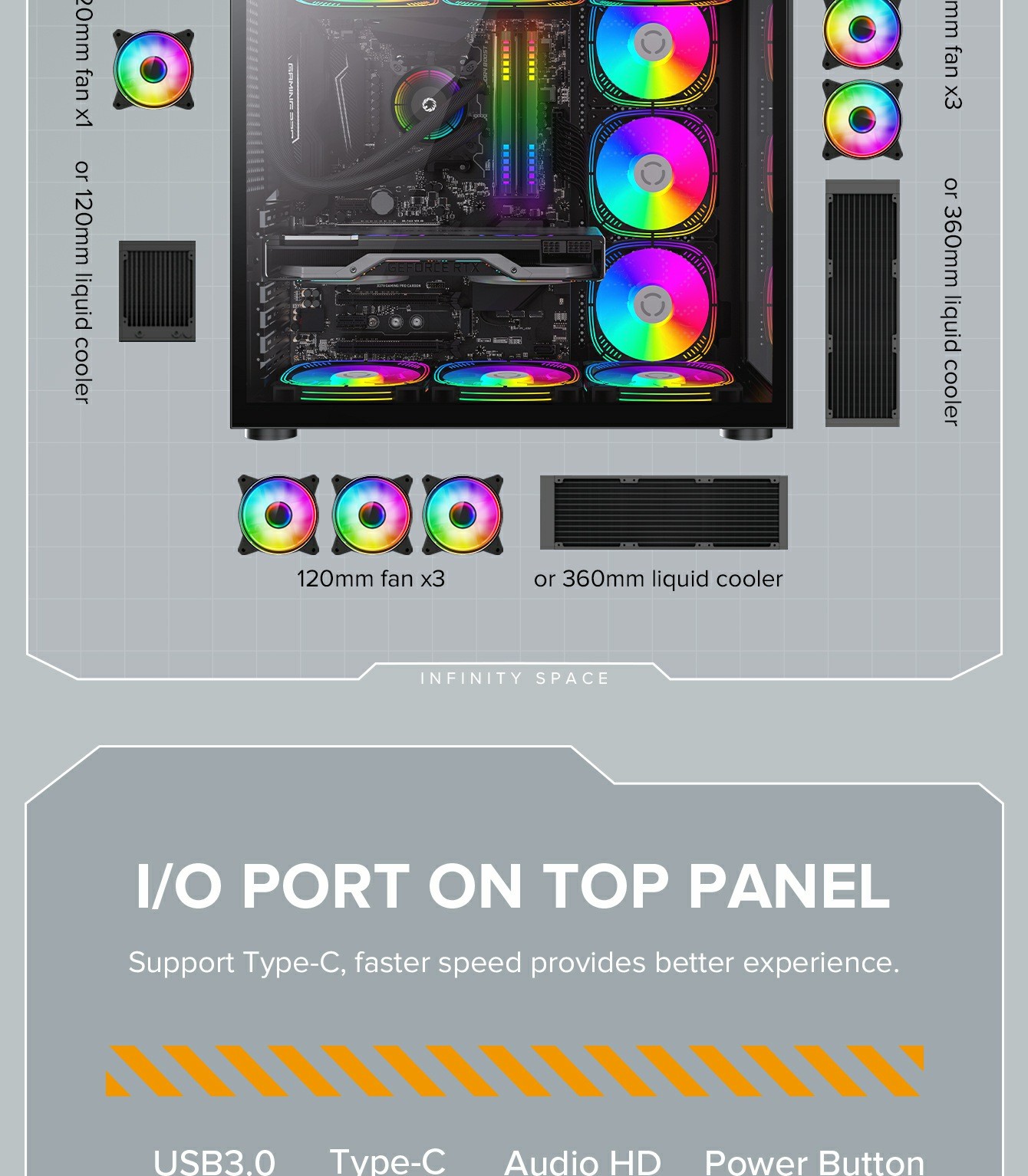 Infinity BK-Tempered Glass PC Case | GAMEMAX