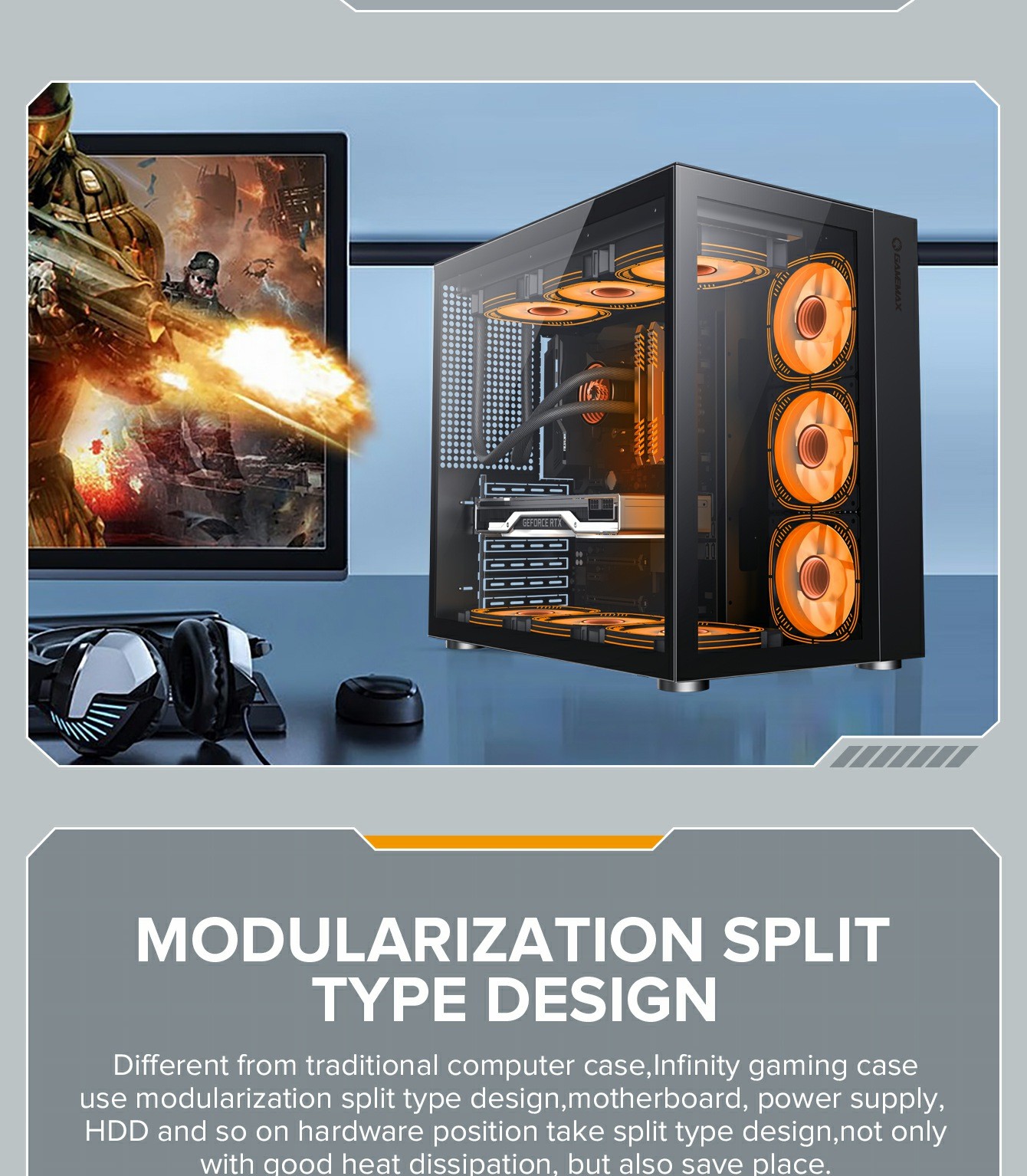 Infinity BK-Tempered Glass PC Case | GAMEMAX